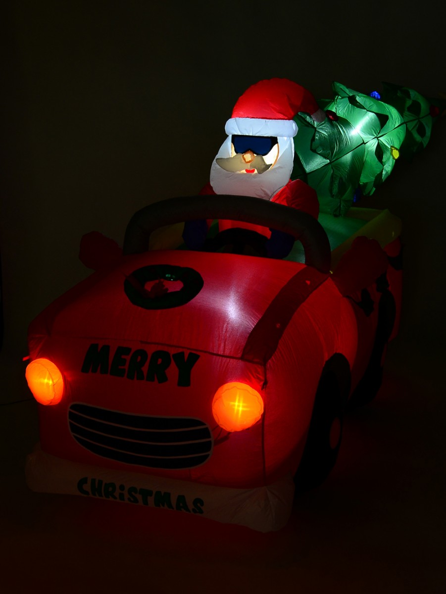 Cool Santa Ute Delivering Tree Illuminated Christmas Inflatable Display ...