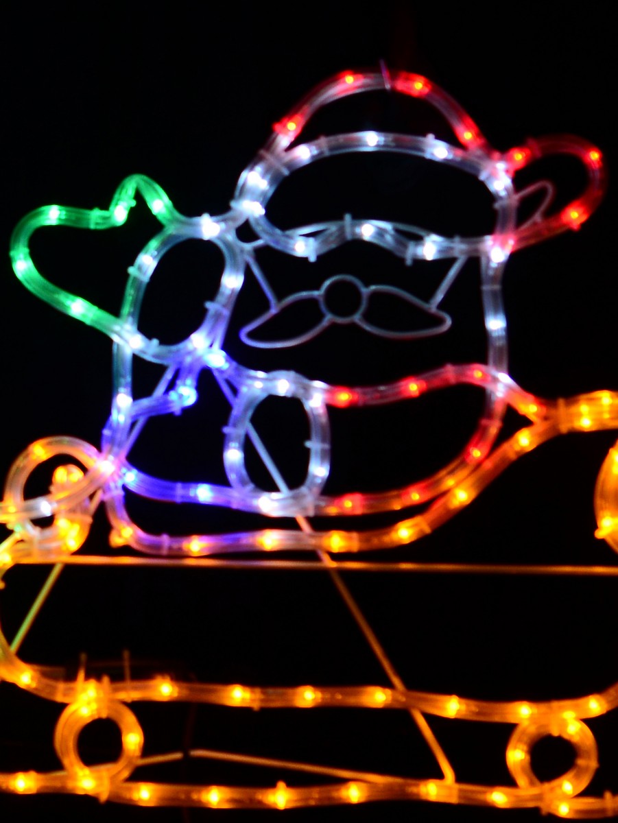Multi Colour LED Santa, Sleigh & Cute Reindeers Rope Light Silhouette ...